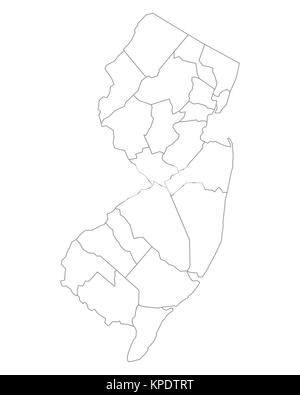 New Jersey, U.S. state, gray political map with borders and county ...