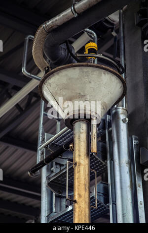 industrial work factory funnel pipe tube station blue industry cloud ...