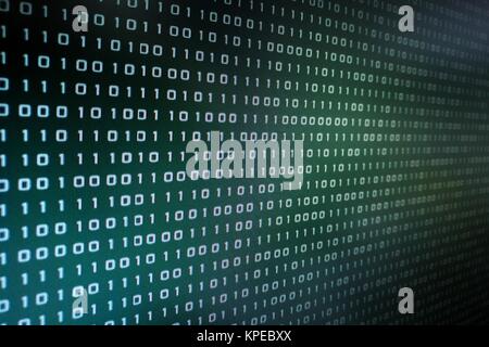 Programming code with matrix and abstract technical background in blue ...