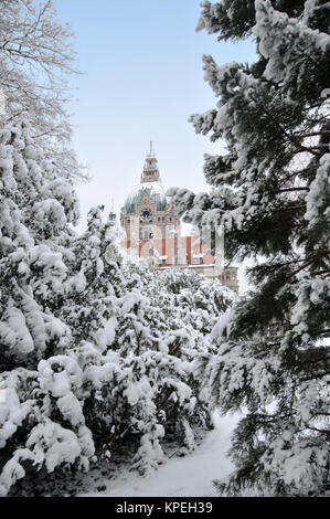 Snowy town hall in Hanover Stock Photo - Alamy