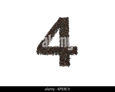 3d characters forming the Number four isolated on a white background ...