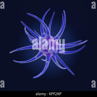 Brain under microscope 3D illustration. Neural connections, neural ...