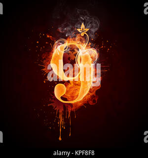 Fire alphabet number 9 nine isolated on black background Stock Photo ...