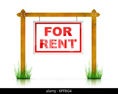 Real Estate Sign - For Rent. 2D artwork, computer design Stock Photo ...