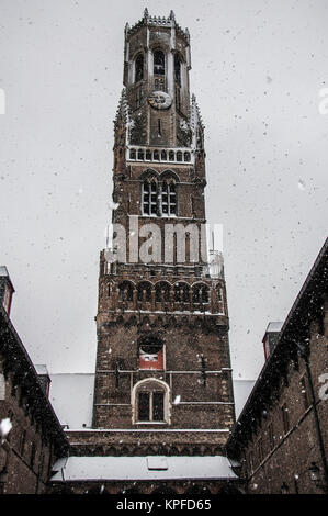 typical street of brugge, snow, snowing day, bruge, flanders, belgium ...