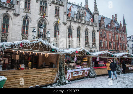 typical street of brugge, snow, snowing day, bruge, flanders, belgium ...