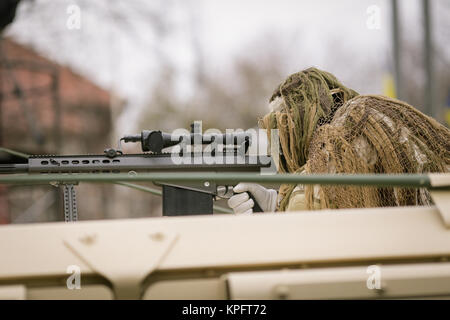 Romanian army sniper takes part at a military parade Stock Photo - Alamy