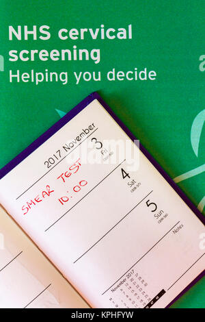 appointment in diary for smear test with NHS cervical screening helping ...