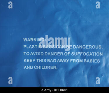 Danger of suffocation warning sign on a plastic bag Stock Photo - Alamy
