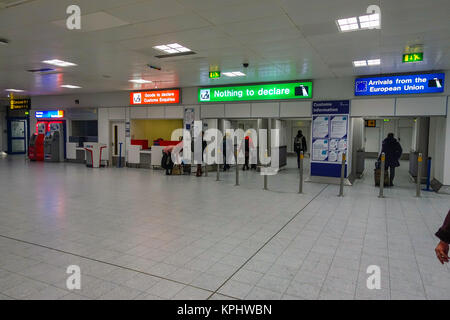 Arrivals from the European Union customs channel at Stansted Airport ...
