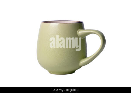 green ceramic mug isolated on white background Stock Photo - Alamy