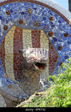 Dragon. Park Guell designed by Antoni Gaudi architect. Barcelona ...
