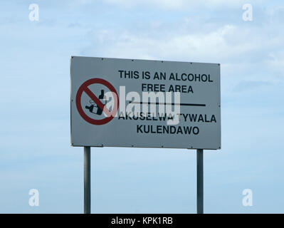 Warning sign Alcohol Free Zone drinking alcohol in public places Stock ...