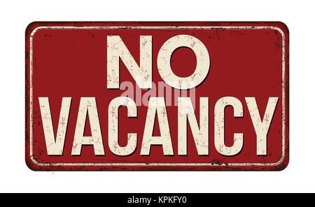 No vacancy vintage rusty metal sign on a white background, vector ...
