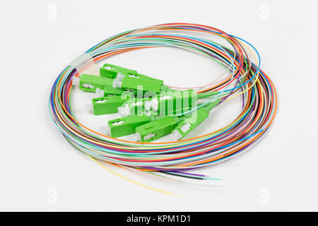 green fiber optic SC connectors on white background Stock Photo - Alamy