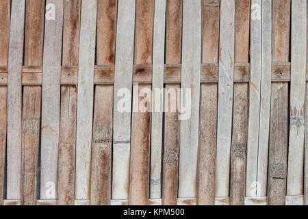 a bamboo fence, Old fence and green grass at countryside of Chiang Mai ...