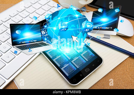 Modern mobile phone connecting tech devices Stock Photo - Alamy