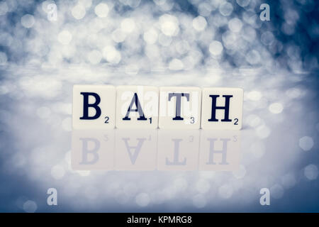 Written word of tiles with letters - bath Stock Photo - Alamy