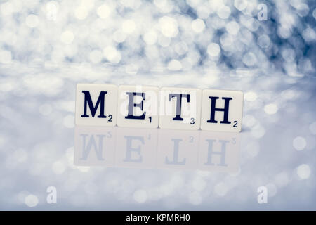 Written word of tiles with letters - meth Stock Photo - Alamy