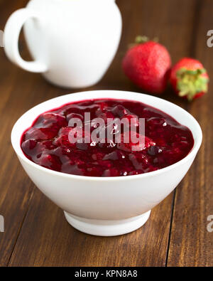 German Rote Gruetze (red groats) red berry pudding made of strawberry ...