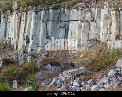 Geologic basalt rock formation. Basalt quarry. Columnar basalt quarry ...