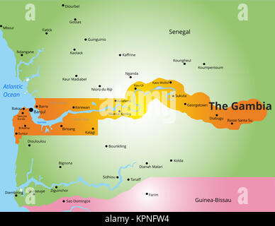 The Gambia Political Map with capital Banjul, national borders ...