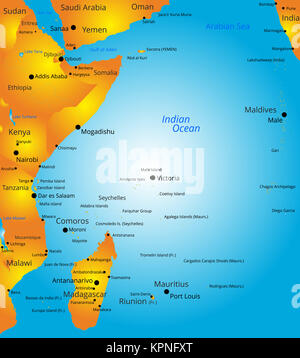 East Africa region, political map. Area with capitals, borders, lakes ...