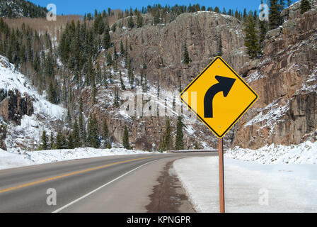 Sharp curve right arrow road sign isolated on white background Stock ...