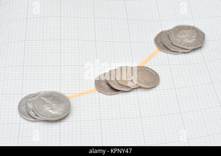 coins spread in line Stock Photo - Alamy