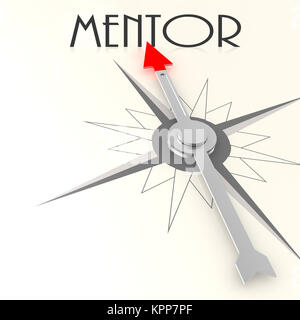 Compass with mentor word Stock Photo - Alamy