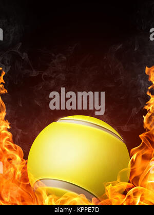 Tennis ball, on fire on black background Stock Photo - Alamy
