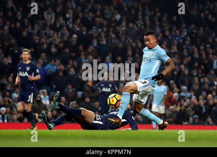 Gabriel Jesus of Manchester City just misses during the Premier League ...