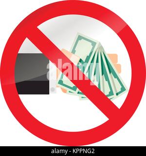 Cash ban icon. Symbol no cash, vector stop dollar, usd forbidden ...