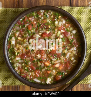Chilean Pebre sauce, a traditional dip made of tomato, onion, spicy aji ...
