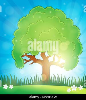 Springtime tree topic image 2 - picture illustration Stock Photo - Alamy