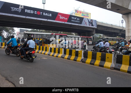 INDIA - CIRCA DECEMBER 2017 Morning traffic at an intersection in ...