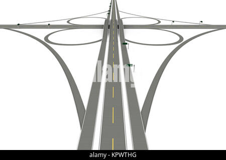 A Highway interchange. 3D rendered Illustration. Isolated on white ...