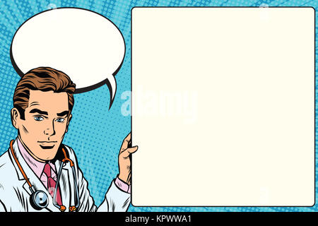 Doctor announcement poster medicine health Stock Photo - Alamy