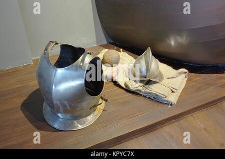 Rusty helmet of a suit of armour Stock Photo - Alamy