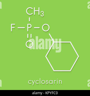 Cyclosarin nerve agent molecule (chemical weapon). Stylized skeletal ...