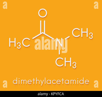 Dimethylacetamide (DMAc) chemical solvent molecule. White skeletal ...