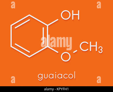 Guaiacol aromatic molecule. Responsible for the smoky taste of smoked ...
