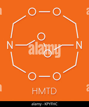 Hexamethylene triperoxide diamine (HMTD) explosive molecule. Stylized ...