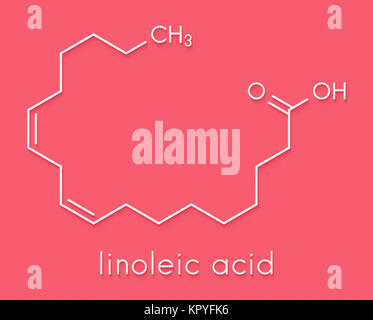 Linoleic acid (LA) molecule. Omega-6 polynsaturated fatty acid ...