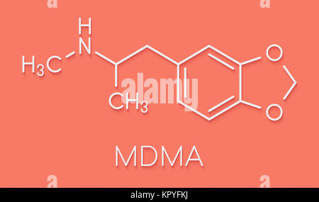 3,4-Methylenedioxymethamphetamine, MDMA, XTC, ecstasy molecule. It is ...