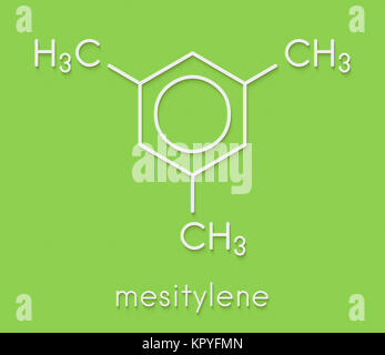 Mesitylene aromatic hydrocarbon molecule. Important solvent in Stock ...