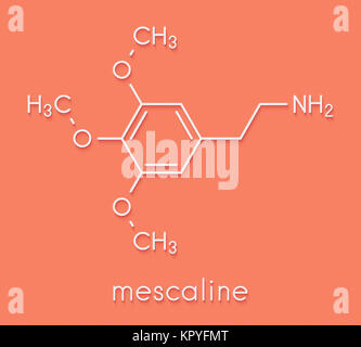 Mescaline molecule. It is hallucinogenic, psychedelic, phenethylamine ...