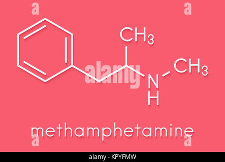 Methamphetamine (crystal meth, methamfetamine) stimulant drug molecule ...