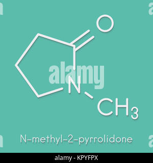 N-methyl-2-pyrrolidone (NMP) chemical solvent molecule. Atoms are Stock ...