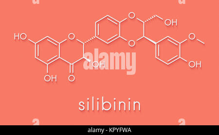 Silibinin (silybin) milk thistle molecule. Major constituent of ...
